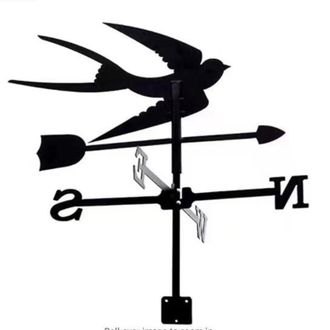 Generic Wetterfahne Aus Schwarzem Metall, Windrichtungsanzeiger f&uuml;R Schuppen, Garten, Terrasse, Dekoration, Windrichtungsanzeiger f&uuml;R Den Au&szlig;Enbereich(A18)