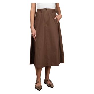 Seventy Femme, Jupes, Brun, Taille: 36 FR Jupe midi droite &agrave; boutons