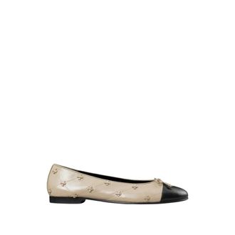 Tory Burch Ballerine de lapin &agrave; bout contrastant - Femme - Chaussures - Beige - Taille: 37 EU