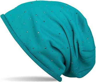 styleBREAKER Bonnet Classique avec Une Application en Rivets Brillants et Bord roulotté, Chaud, Unisexe 04024024, Couleur:Turquoise-Bleu