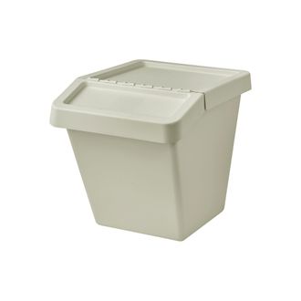 IKEA SORTERA Abfallsortierbeh&auml;lter mit Klappdeckel, 60L, 41x55x45cm, Beige, Recycelter Polypropylen-Kunststoff, Stapelbar, f&uuml;r Abfalltrennung & W&auml;schesorti