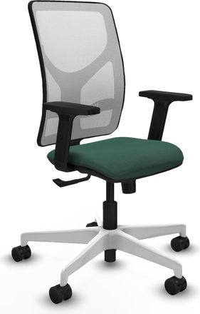Piqueras y Crespo Gr&uuml;ner Schreibtischstuhl mit 2D-Armlehnen, h&ouml;henverstellbare Lendenwirbelst&uuml;tze, ausgestattet mit 3 Positionen und Schneidschaum, Wei&szlig; / Flaschengr&uuml;n