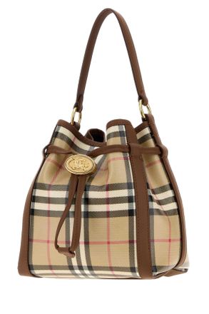Burberry Womens Coated Canvas Mini Check Bucket Bag Archivebeige Borse A Mano