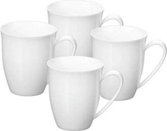 Wilmax England Wilmax - Teetassen & Kaffeetassen - 4er Set - 380ml - Kaffeebecher Porzellan - Becherset - Tasse für Tee, Kaffee, Cappuccino - Porzellantassen mit Gri