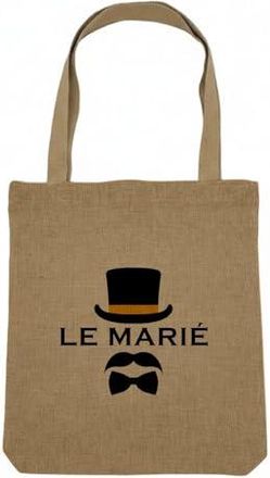 Fabulous Sac Shopping Tote Bag Aspect Lin - Le Mari&eacute; Smoking Mariage Mari&eacute;e Gentleman Tuxedo - Sac de Courses Toile Epaisse 360g Beige Naturel Cabas Port&eacute; Epau