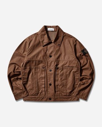 Stone Island Men s Double-Coated Cotton Ripstop Coach Jacket Shadow Brown