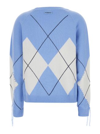 Pinko Womens Sweater Berna Blue Wool Tops Top