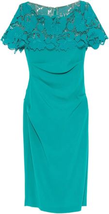 Talbot Runhof robe à empiècements en dentelle - Bleu