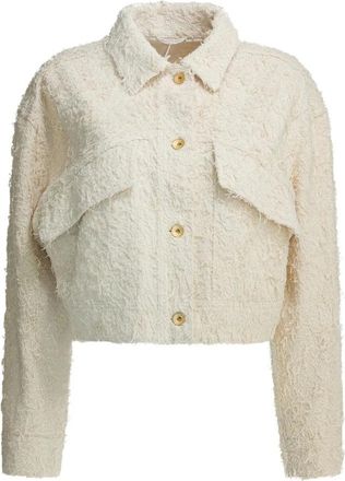 Brunello Cucinelli Femme, Vestes, Blanc, Taille: 38 FR Veste Courte Textur&eacute;e