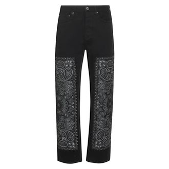 Amiri Homme, Jeans, Noir, Taille: W36 Jean Jambe Droite Bandana Jacquard Contrastant