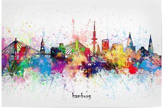 artboxONE Poster 120x80 cm Städte Hamburg skyline artistic - Bild hamburg city cityscape