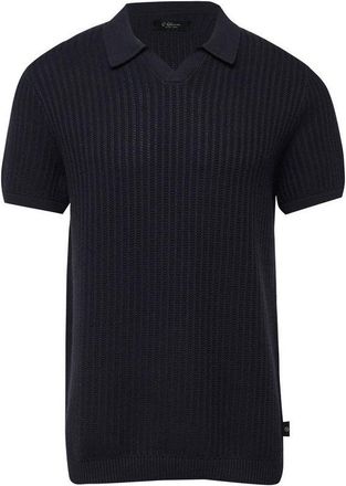 s.Oliver Kurzarmpullover Strickpullover Strukturiertes Strick-Polo mit Rippb&uuml;ndchen