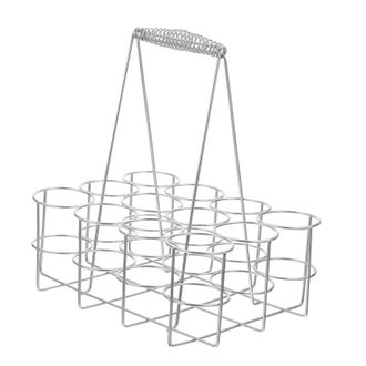 Angoily Bierflaschenkorb Handkorb Aus Metall Silber Tragbarer Flaschenhalter Mit Praktischem Design F&uuml;r 12 Flaschen Robust Und Kompakt F&uuml;r K&uuml;che Und Bar