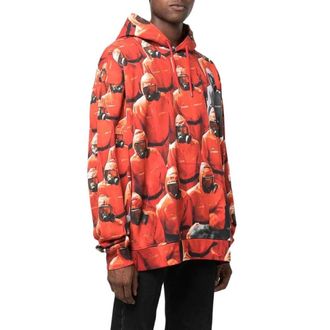 424 Orange Grafik Hoodie Urbaner Stil - - Sweatshirts & Hoodies - Herren - Orange - L