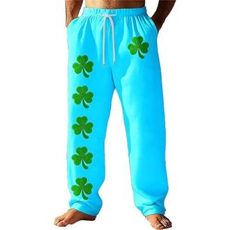 Generic Pantalon de yoga l&eacute;ger en lin pour homme - Taille &eacute;lastique - Cordon de serrage - Avec poches - Coton - D&eacute;contract&eacute; - Vacances d&eacute;t&eacute; - Plage - Course &agrave;