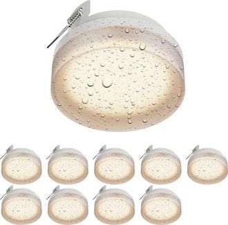 LEDs Com 10 Stück Deckeneinbauleuchte IPLY für außen, IP44, Stahl, weiß matt, rund, 100mm Ø, 1x GX53 max. 15W