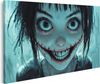 Islandburner Bild auf Leinwand Gruseliges Gesicht mit einem be&auml;ngstigenden L&auml;cheln Bilder Wandbilder Poster