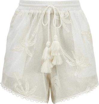 Farm Rio Farm Rio, Femme, Shorts, Blanc, Taille: 38 FR Shorts Brod&eacute;s en Maille