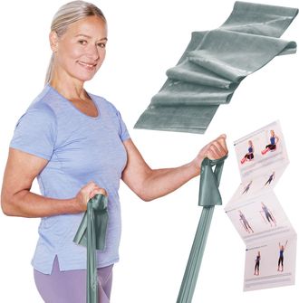 Theraband TheraBand 2,50m im PE Beutel mit Anleitung gr&uuml;n | Fitnessband | Gymnastikband | Stretchband f&uuml;r Ganzk&ouml;rpertraining | Widerstandsband | Training Bands 