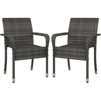 Yaheetech 2er Set Rattanst&uuml;hle Stapelbar, Gartenst&uuml;hle Stapelstuhl mit Armlehnen & R&uuml;ckenlehne, Rattan Stuhl Balkonstuhl mit Verstellbaren F&uuml;&szlig;e f&uuml;r Garten Balko