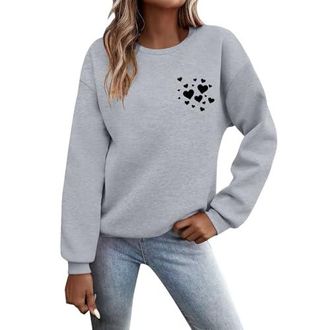 Generic Sweat &agrave; capuche &agrave; col rond imprim&eacute; tendance pour la Saint-Valentin 2026, gris clair, L