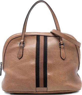 Gucci 2016-2025 mittelgro&szlig;e Web Dome Satchel-Tasche aus Leder - Braun