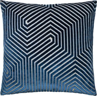 Riva Paoletti Evoke Samt-Kissenbezug - Luxuri&ouml;ser dekorativer quadratischer Kissenbezug mit Chevron-Muster (Marineblau - 55x55cm), Marine