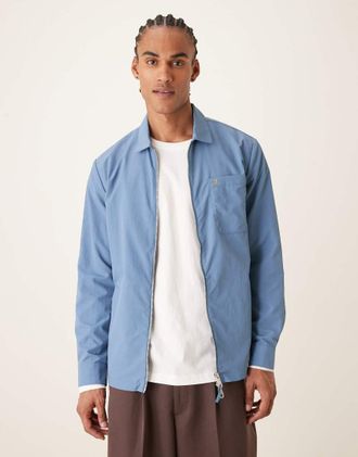 Farah Fintoni - Veste zipp&eacute;e avec poche et logo - Bleu