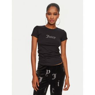 Juicy Couture T-Shirt Dot Ruched JCWCT24311 Schwarz Slim Fit