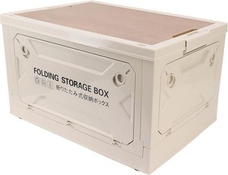 Generic Haofy Zusammenklappbare Camping-Aufbewahrungsbox, 50 L Fassungsverm&ouml;gen, mit Holzdeckel und R&auml;dern, Zusammenklappbarer Aufbewahrungsbeh&auml;lter f&uuml;r Auto-