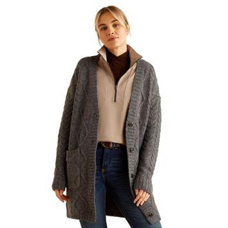 Ariat Womens Colma Cardigan Top Long Sleeve in Charcoal, Size Large, by Ariat