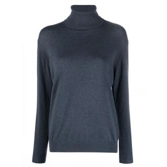 Brunello Cucinelli Rollkragenpullover aus Kaschmir - - Knitwear - Damen - Blau - M
