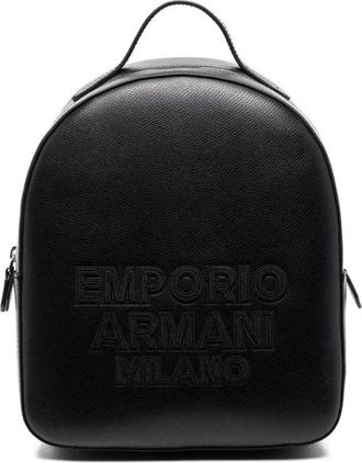 Emporio Armani Embroidered Logo Backpack - - Bags - Damen - Schwarzk - ONE SIZE