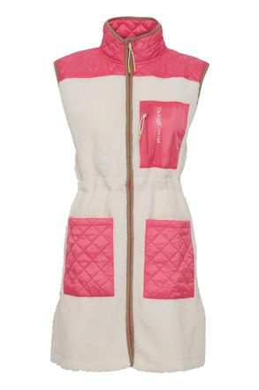 The Jogg Concept JCBERRI LONG Damen Weste Fleece Outdoor Weste Lange Weste Rei&szlig;verschluss mit hochabschlie&szlig;endem Kragen mit Teddyfutter, Gr&ouml;&szlig;e:XS, Farbe:Azalea Pink Mi