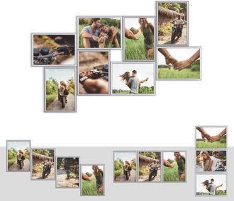 Bildershop-24 Kunststoff Bilderrahmen Fotorahmen Collage zum individuellen gestalten 8X 10.5x15cm Silber mit Normalglas und Klammern