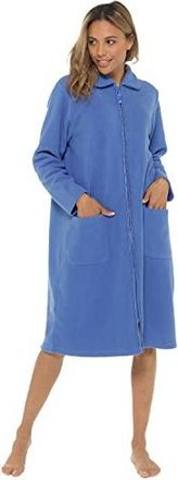 Undercover Peignoir pour femme en polaire avec fermeture éclair et bordure satinée, tailles 38 à 56, rose, violet, bleu, lilas et rose, 54-56