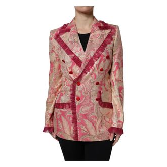 Dolce & Gabbana Pink Gold Jacquard Blazer Jacke - - Jackets - Damen - Mehrfarbig - M