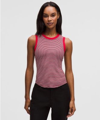 lululemon Hold Tight Tanktop mit Rundhalsausschnitt f&uuml;r Frauen - Gr&ouml;&szlig;e 0 in Surround Stripe Oxford Red White