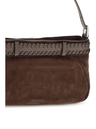 Staud Womens Shoulder Bag Brooklyn Espresso Lamb Leather