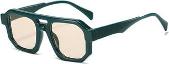 Generic Lunettes de soleil carrées dégradées pour femmes, monture tendance, lunettes de soleil rétro UV400, vert champagne, E 2026