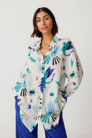 SKFK Damen vegan Bluse Amagoia Mehrfarbig