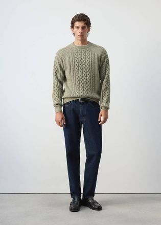 Mango Pullover mit Zopfmuster olivengr&uuml;n - Herren - XXL - MANGO MAN