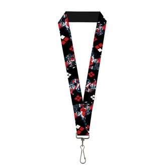 Buckle Down Buckle Down Unisex-Erwachsene Schlüsselband - 2,5 cm - Harley Quinn Shooting Posen/Diamanten schwarz Schlüsselanhänger, Mehrfarbig, Einheitsgröße