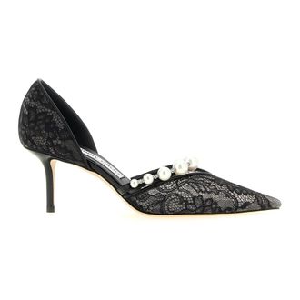 Jimmy Choo London Femme, Chaussures, Noir, Taille: 38 1/2 EU Aurelie 65 Escarpin Pointu en Dentelle