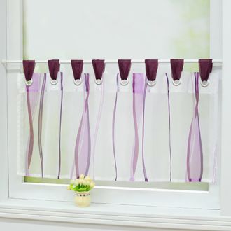 Joyswahl Scheibengardine Voile Bistrogardinen mit Schlaufen Leonie Kurzstore HxB 30x120cm Violett 1er Pack