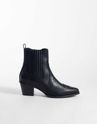Asos Western-Chelsea-Boots mit Cuban Heel in Schwarz