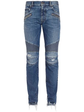 Balmain Tapered-Jeans in Distressed-Optik - Blau