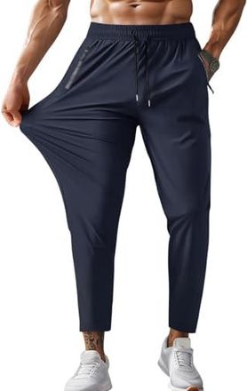 ORANDESIGNE Pantalon Jogging Homme Léger Stretch Survetement Bas de Jogging Extensible Pantalons de Sport à Poches Zippées B Marine M