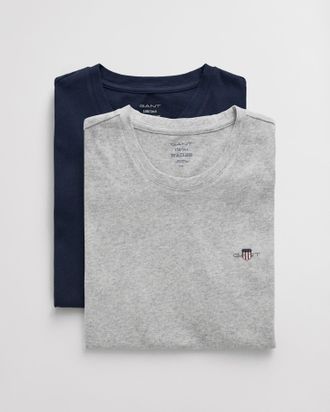 GANT Teenager 2er-Pack Rundhals-T-Shirts (134/140) LIGHT Grau MEL/NAVY