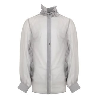 Alberta Ferretti Femme, Blouses et Chemises, Gris, Taille: 38 FR Chemise gris clair, polyvalente et confortable